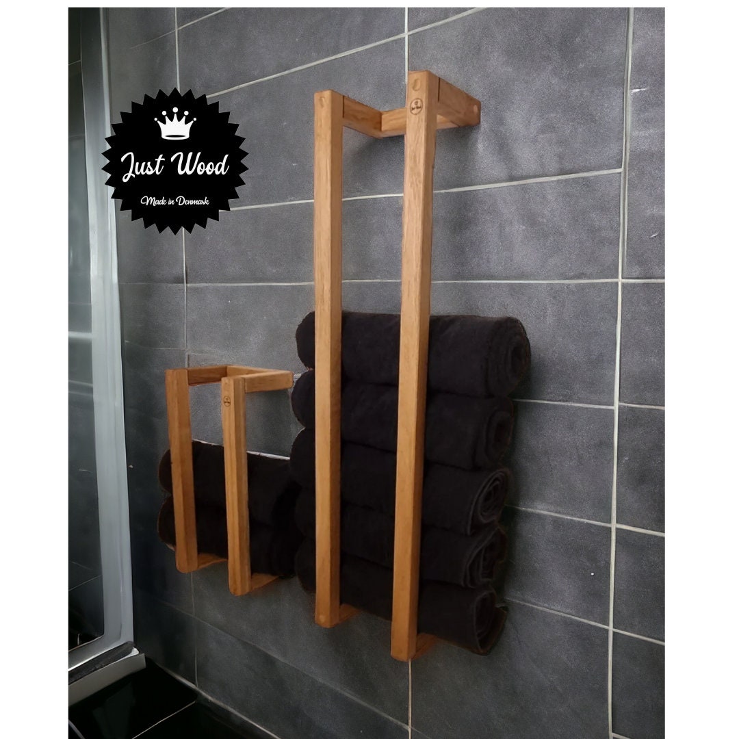 Wood Towel Rack Bathroom Organizer Bathroom Decor Bathroom Storage ...