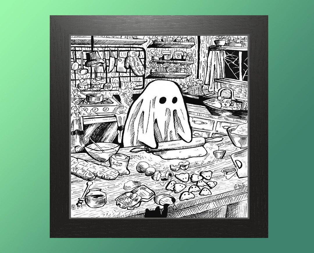 A Ghost Baking- Art Print/original Wall Art/office Decor/room Art/black ...