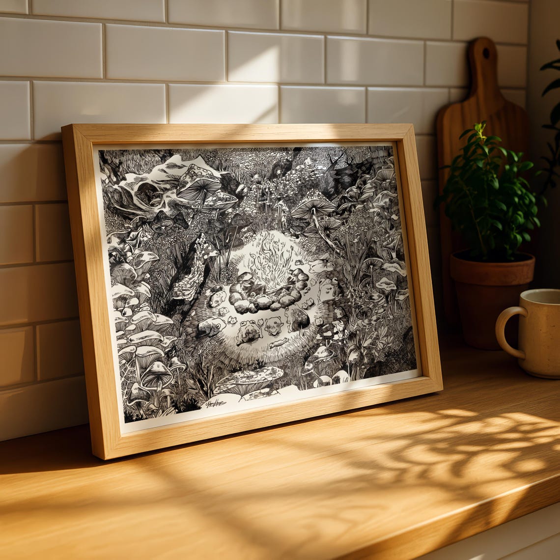 Frogs Around a Campfire - Print/original Wall Art/office Decor/room Art ...