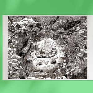 Frogs Around a Campfire - Print/original Wall Art/office Decor/room Art ...