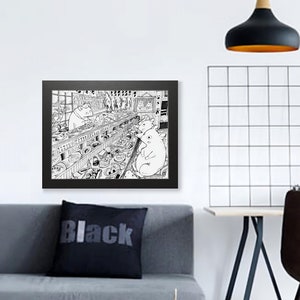 Rats Love Sushi - Ink Illustration Art Print/original Wall Art/office ...