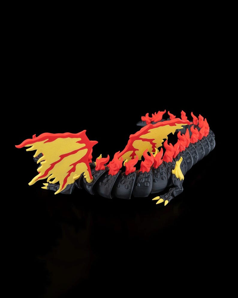 Flexible Fire Dragon Articulated Toy, Poseable Desk, PLA Plastic Fidget ...