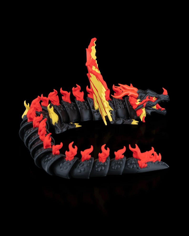 Flexible Fire Dragon Articulated Toy, Poseable Desk, PLA Plastic Fidget ...
