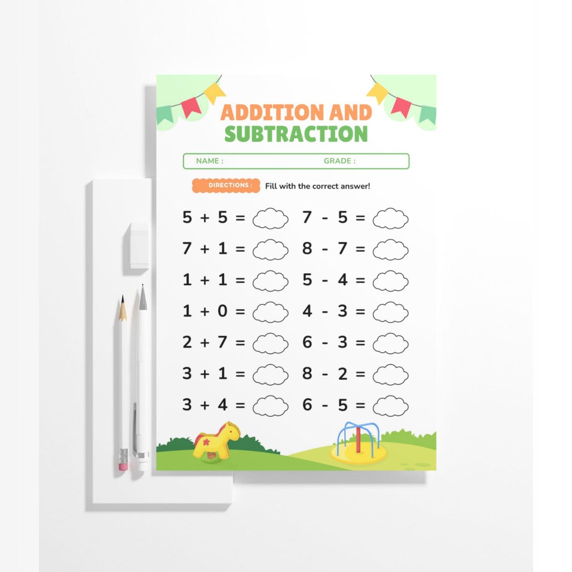 Printable Addition and Subtraction Worksheet for Kids – Fun Math ...