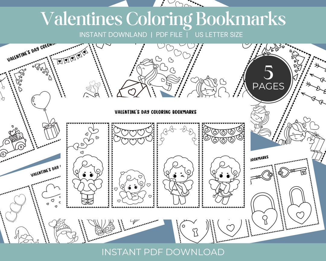 Valentine Coloring Bookmarks - Etsy
