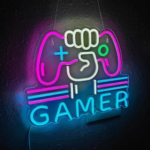 Gamer Neon Sign, Gamepad Shaped LED Neon Sign for Gamer Room Decor ...