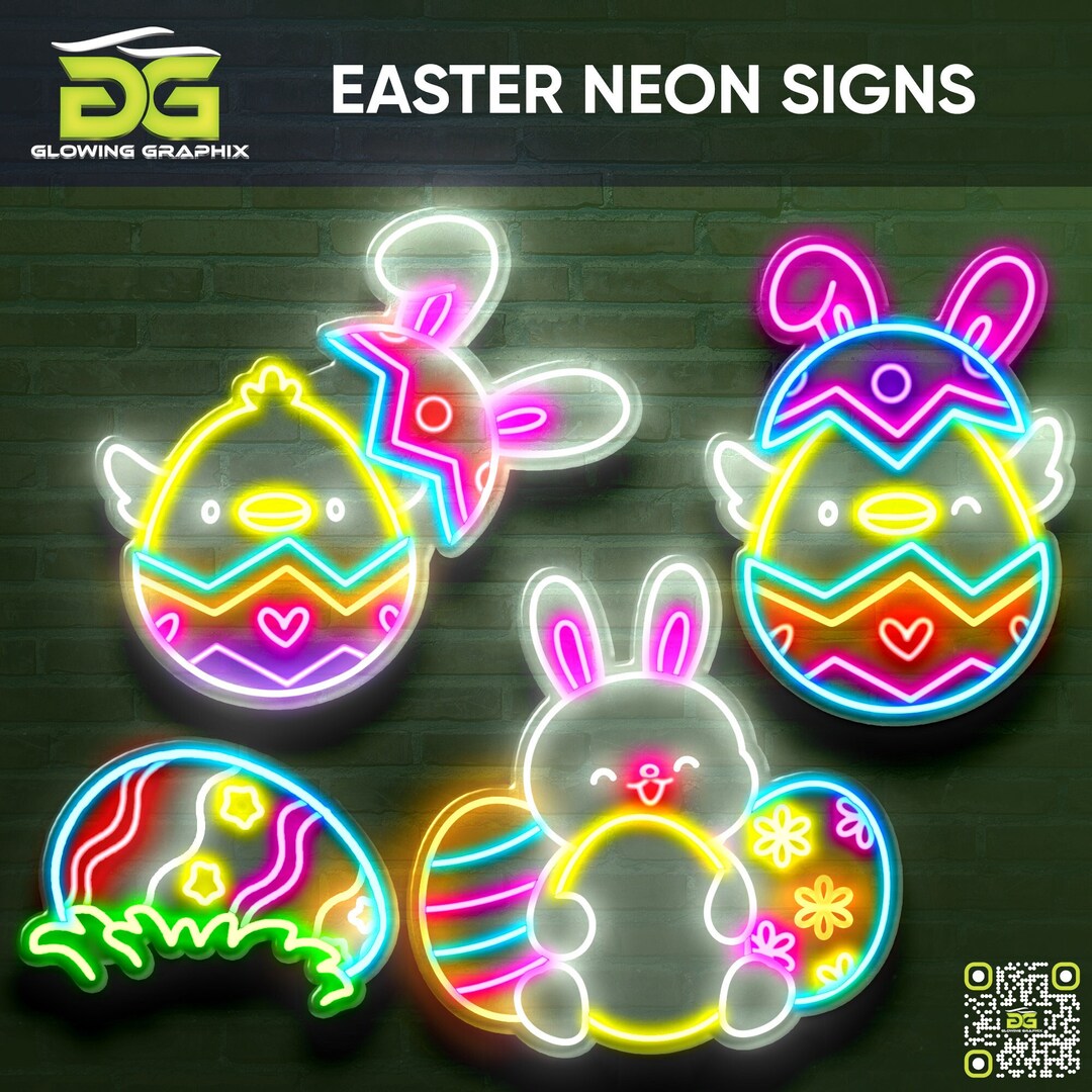 Easter Neon Sign Easter Bunny Led Neon Light Easter Chick Neon Led Sign ...