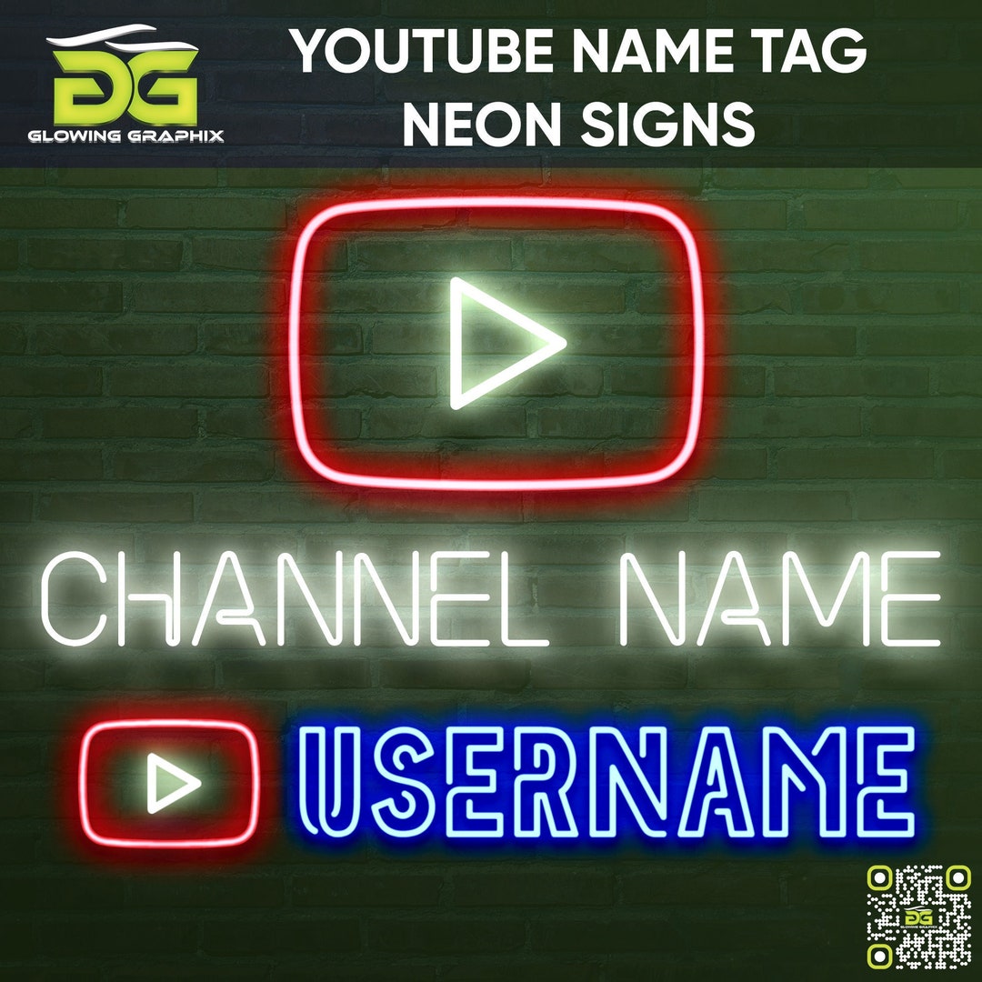 Youtube Name Tag Neon Sign Youtube Custom LED Sign Gaming Decor Gamer ...