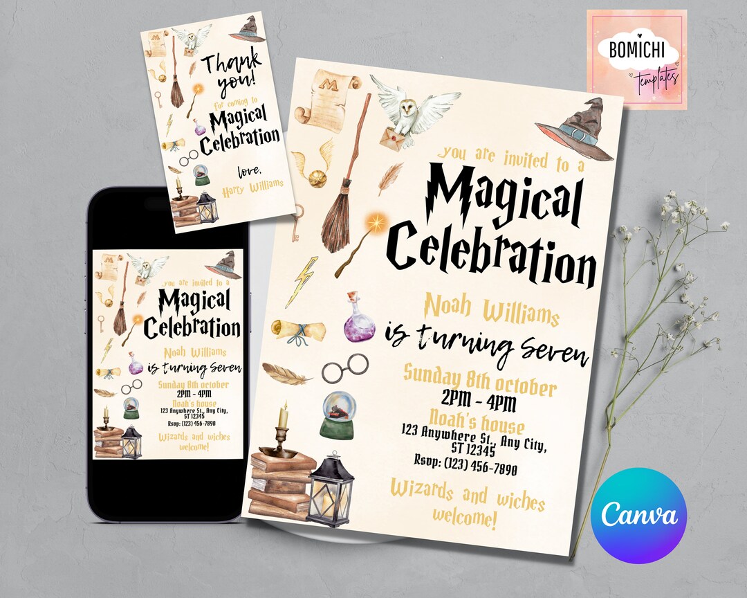 Wizard Birthday Invitation, Wizard Invitation, Magic Party Invite ...