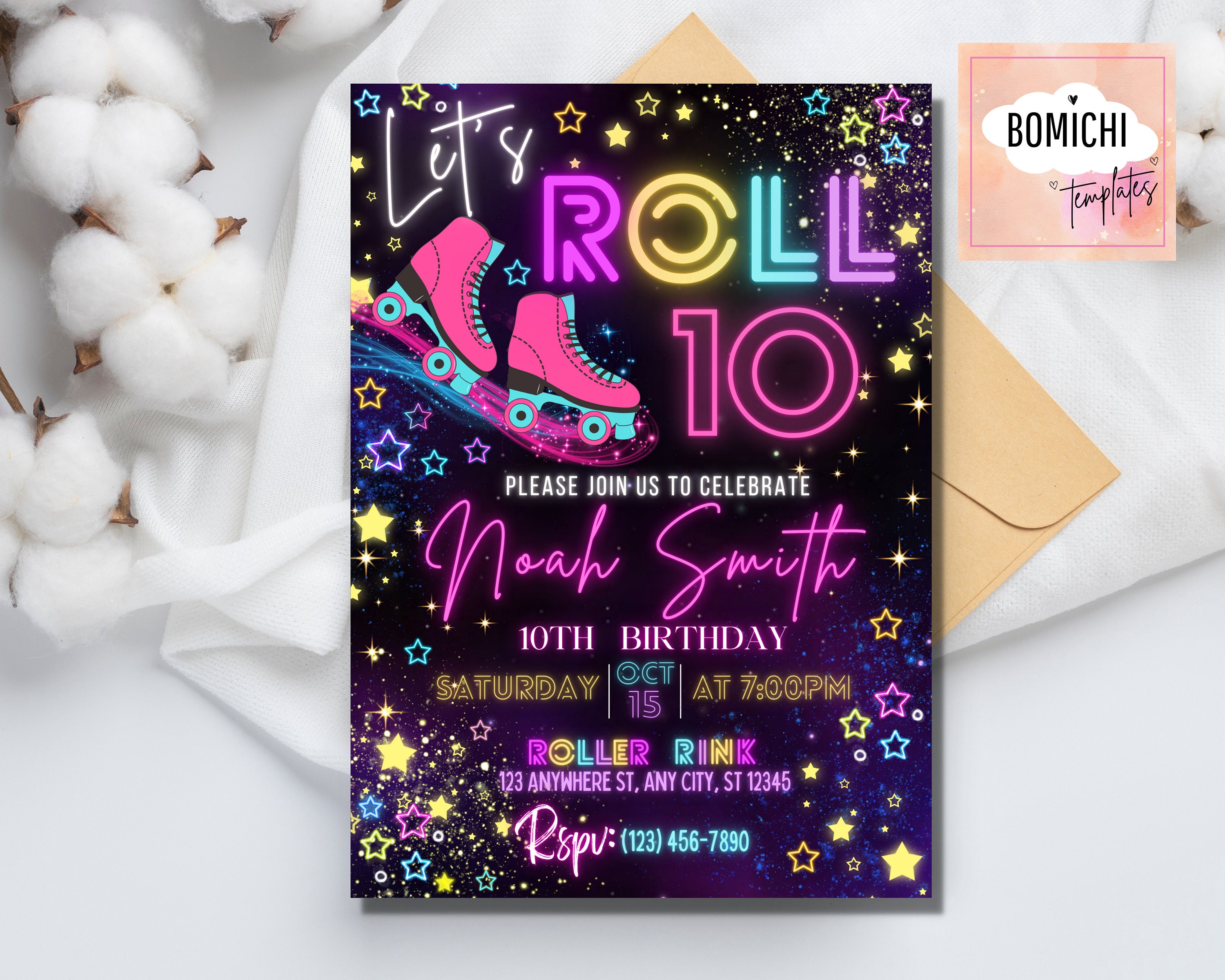 Roller Skate Birthday Invitation, Skate Party Birthday Invitation ...