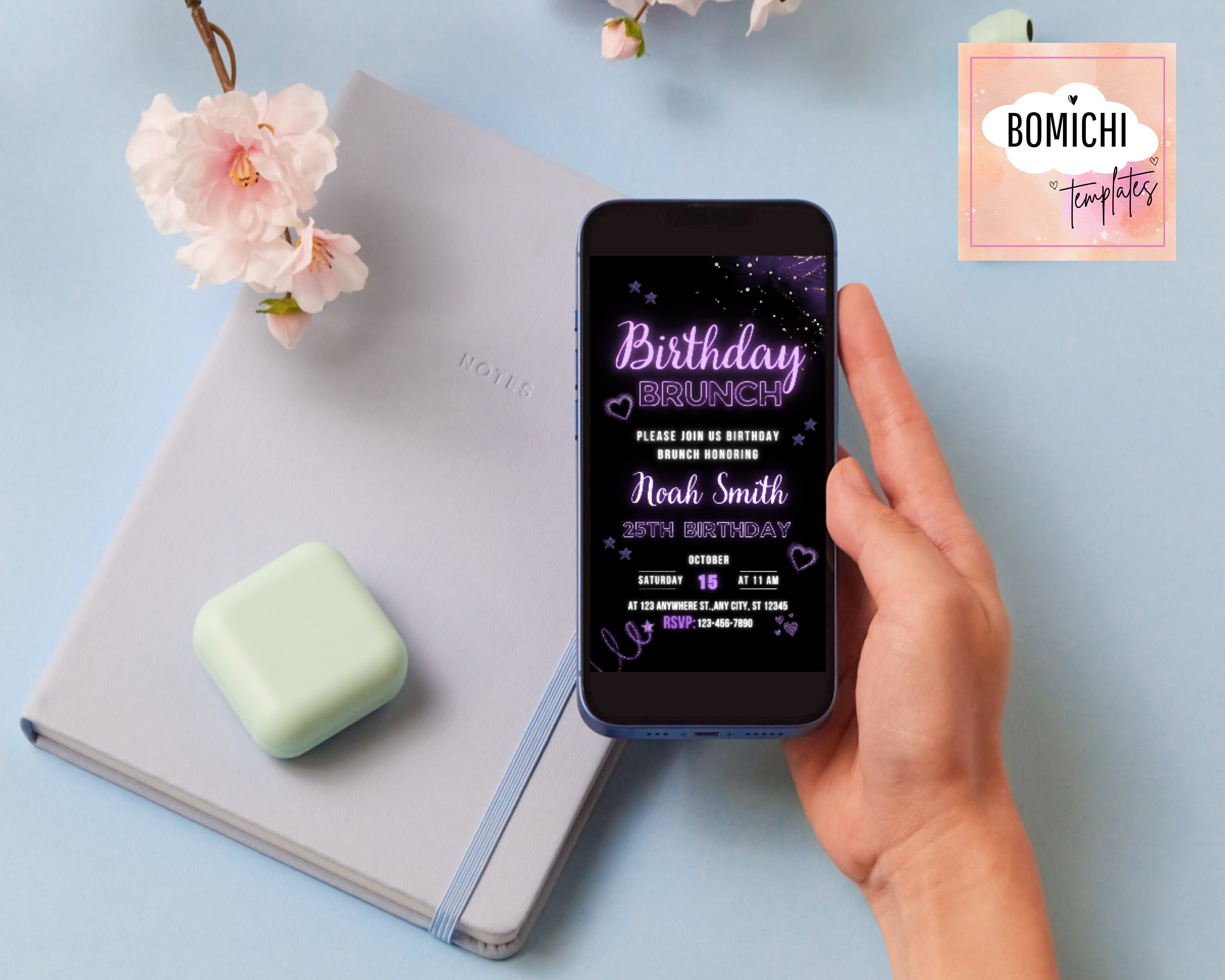 EDITABLE Neon Birthday Brunch Invitation 25th Birthday Brunch - Etsy