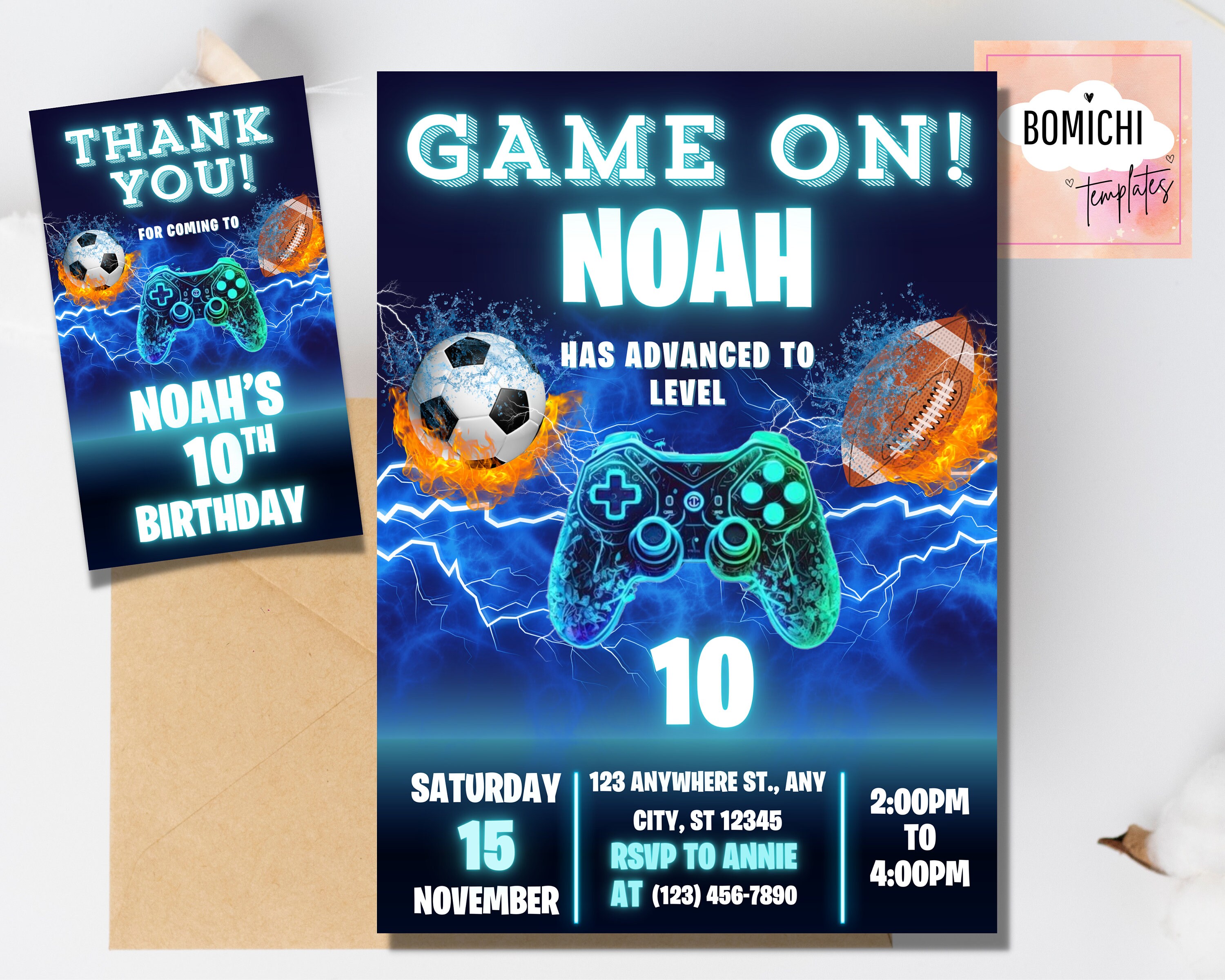 Video Game Soccer Invitation Template Video Game Soccer - Etsy