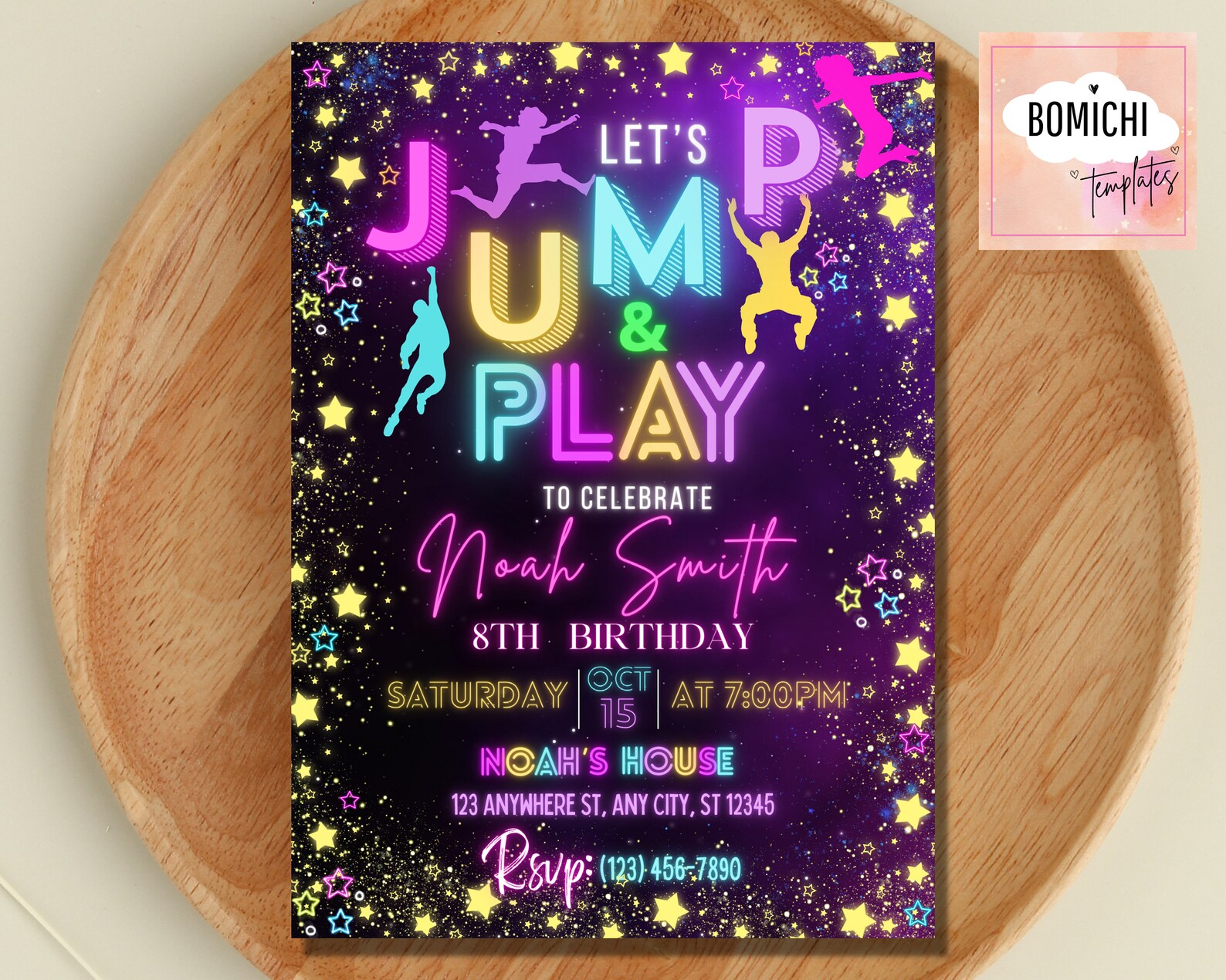 Jump Party Invitation, Trampoline Park Birthday Invitation, Trampoline ...