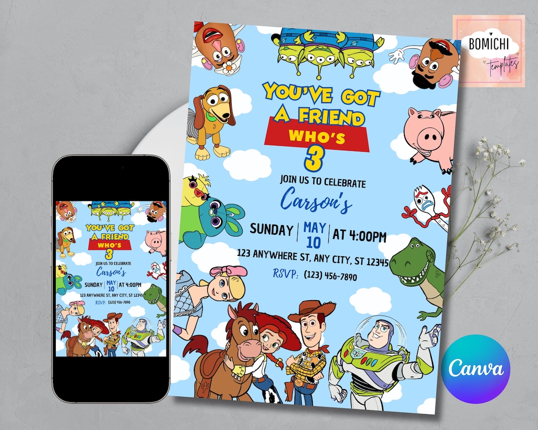 Editable Toy Story Invitation Template, Toy Story Birthday Party, 3rd ...