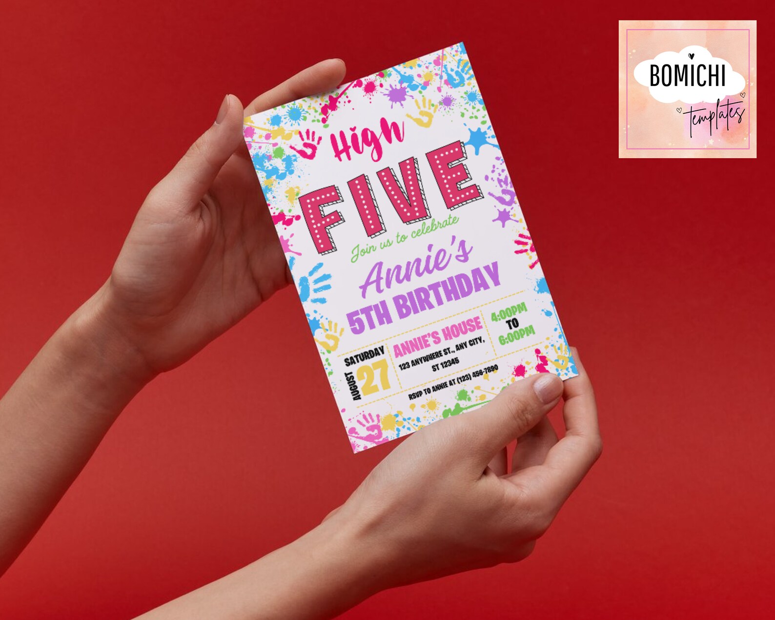 High Five Birthday Invitation, Editable Hi Five Invite Template, Girls ...