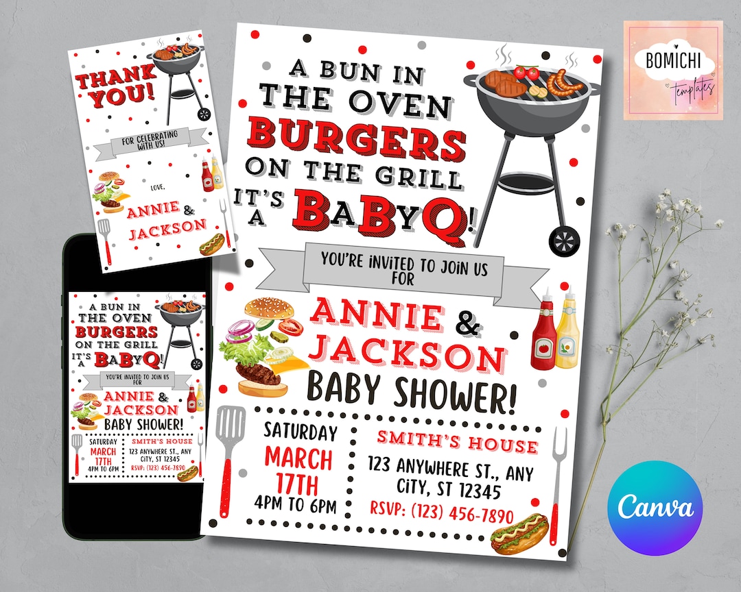 Editable BBQ Baby Shower Invitation, Babyq Invitation, Baby Shower ...
