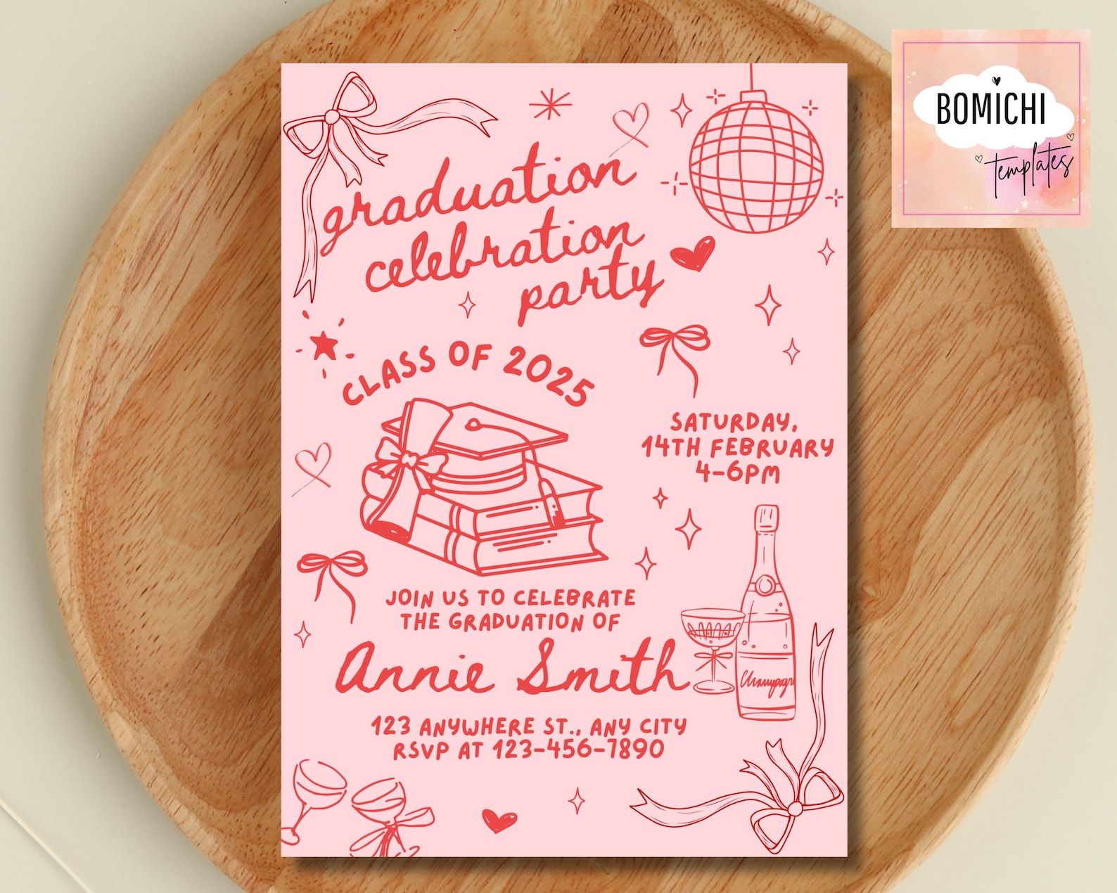 Hand Drawn Style Graduation Invitation Template, Senior Graduation ...