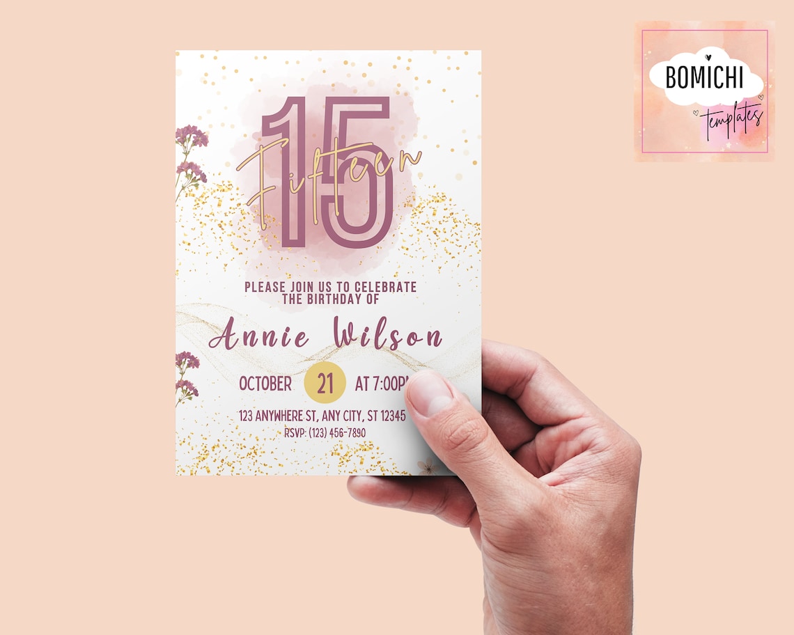 Printable and Electronic 15th Birthday Invitation Girl 15th - Etsy
