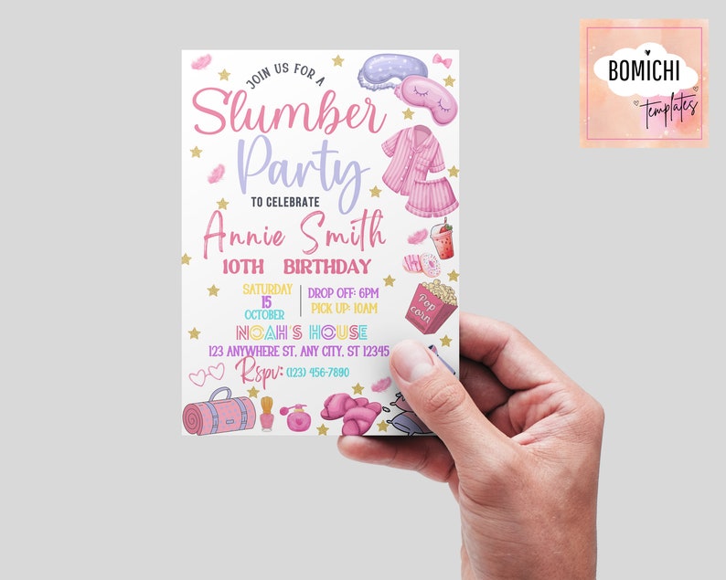 Slumber Birthday Invitation Printable Sleepover Invite Slumber Party