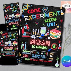 Editable Science Invitation, Science Birthday Invitation, Experiment ...