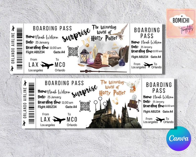 Editable the Wizarding World Park Ticket Template Editable - Etsy