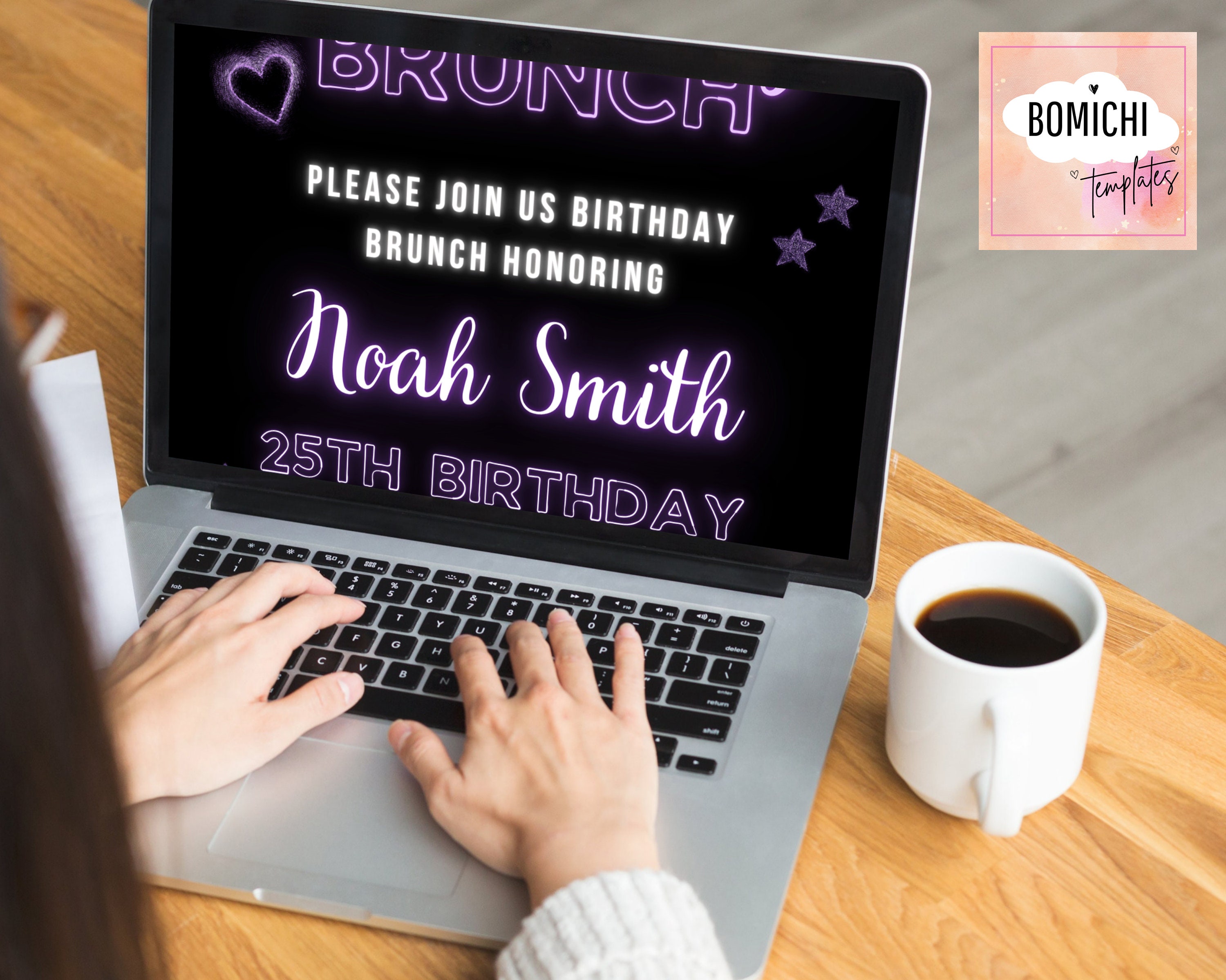 EDITABLE Neon Birthday Brunch Invitation 25th Birthday Brunch - Etsy