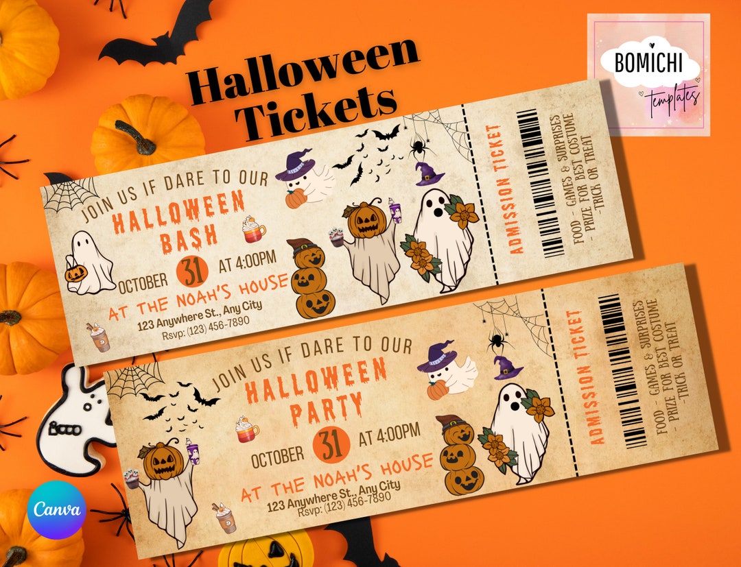 Editable Ghost Halloween Ticket Invitation (digital) - Etsy