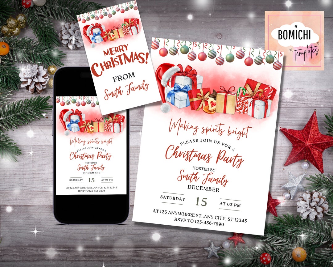 Editable Christmas Party Invitation Template (digital Download) - Etsy