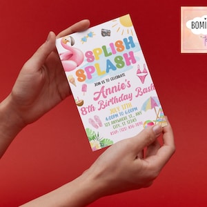 Editable Splish Splash Birthday Invitation, Pool Party Birthday ...