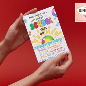 End of School Party Invitation, Hello Summer, Goodbye School Hello Pool ...