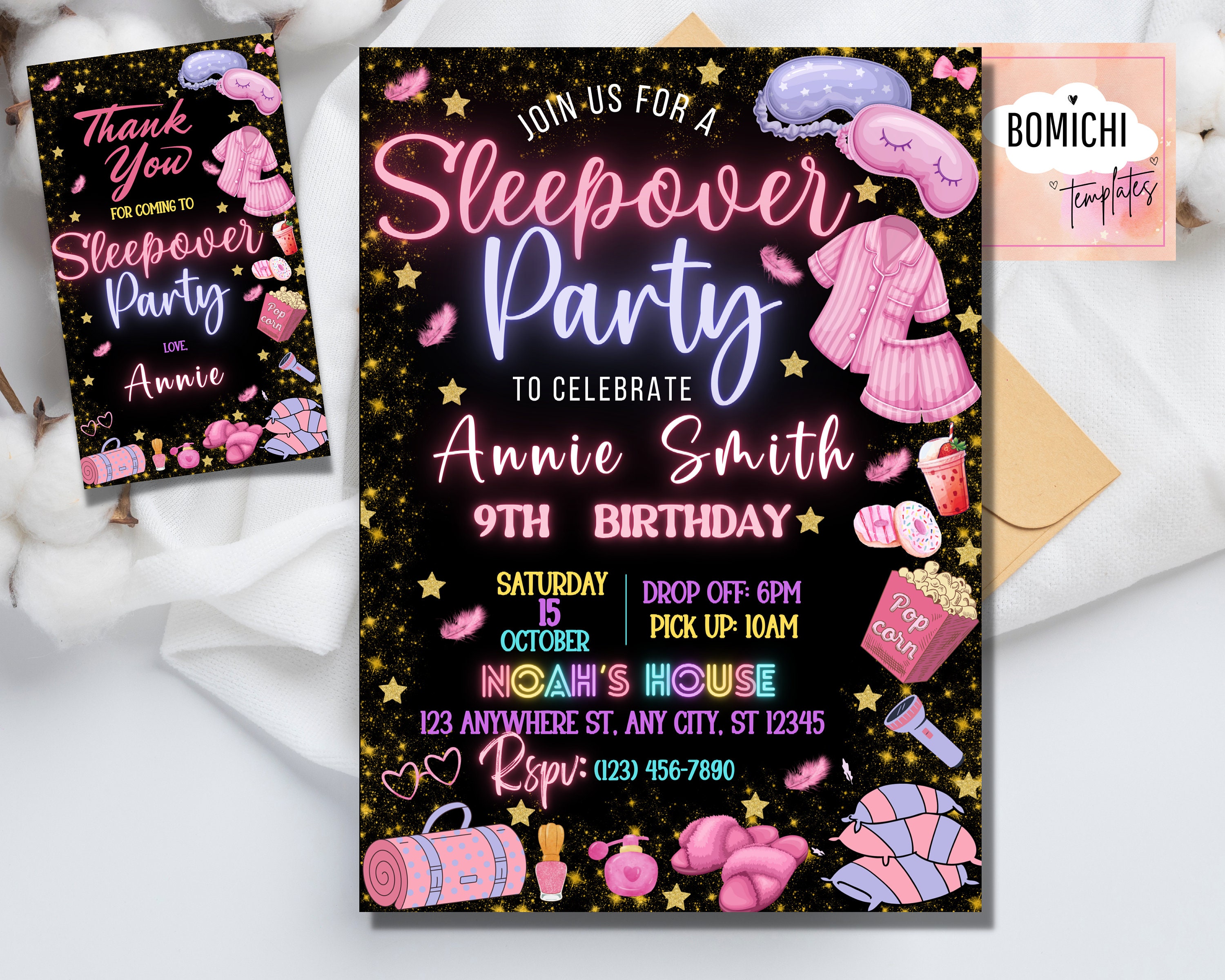 Sleepover Birthday Invitation, Printable Sleepover Invite, Slumber ...