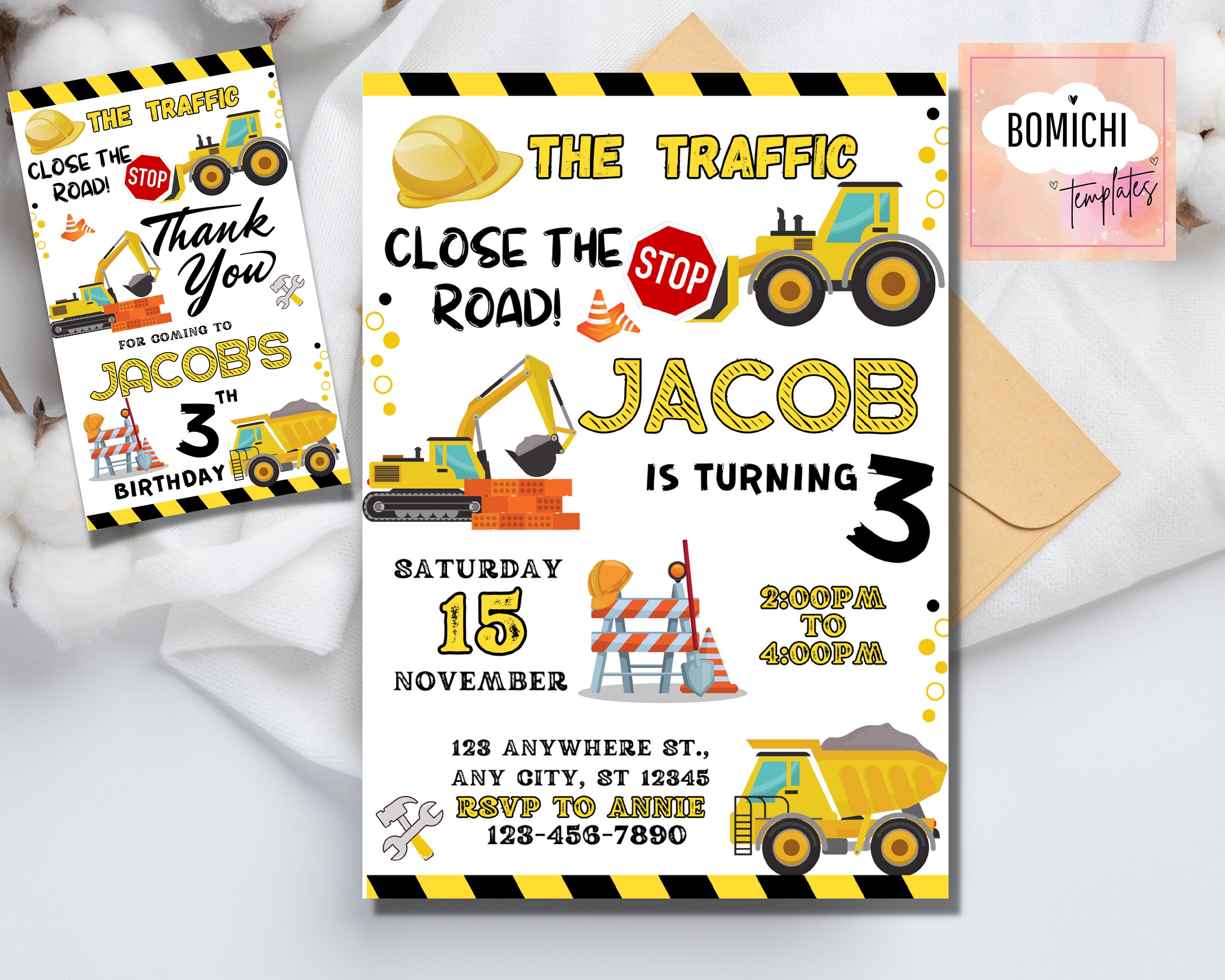 Editable Construction Invitation Template Construction - Etsy Canada