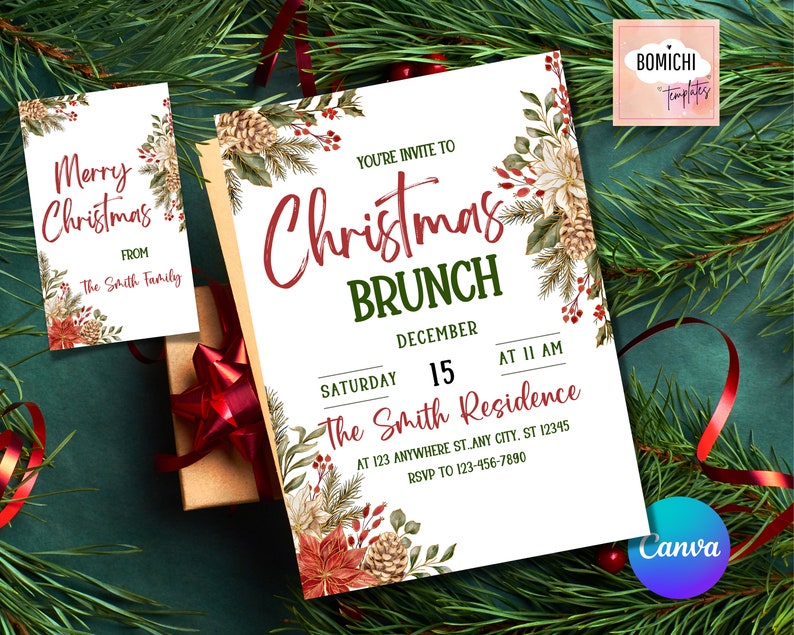 Christmas Brunch Invitation Template, Let's Brunch Invitation ...