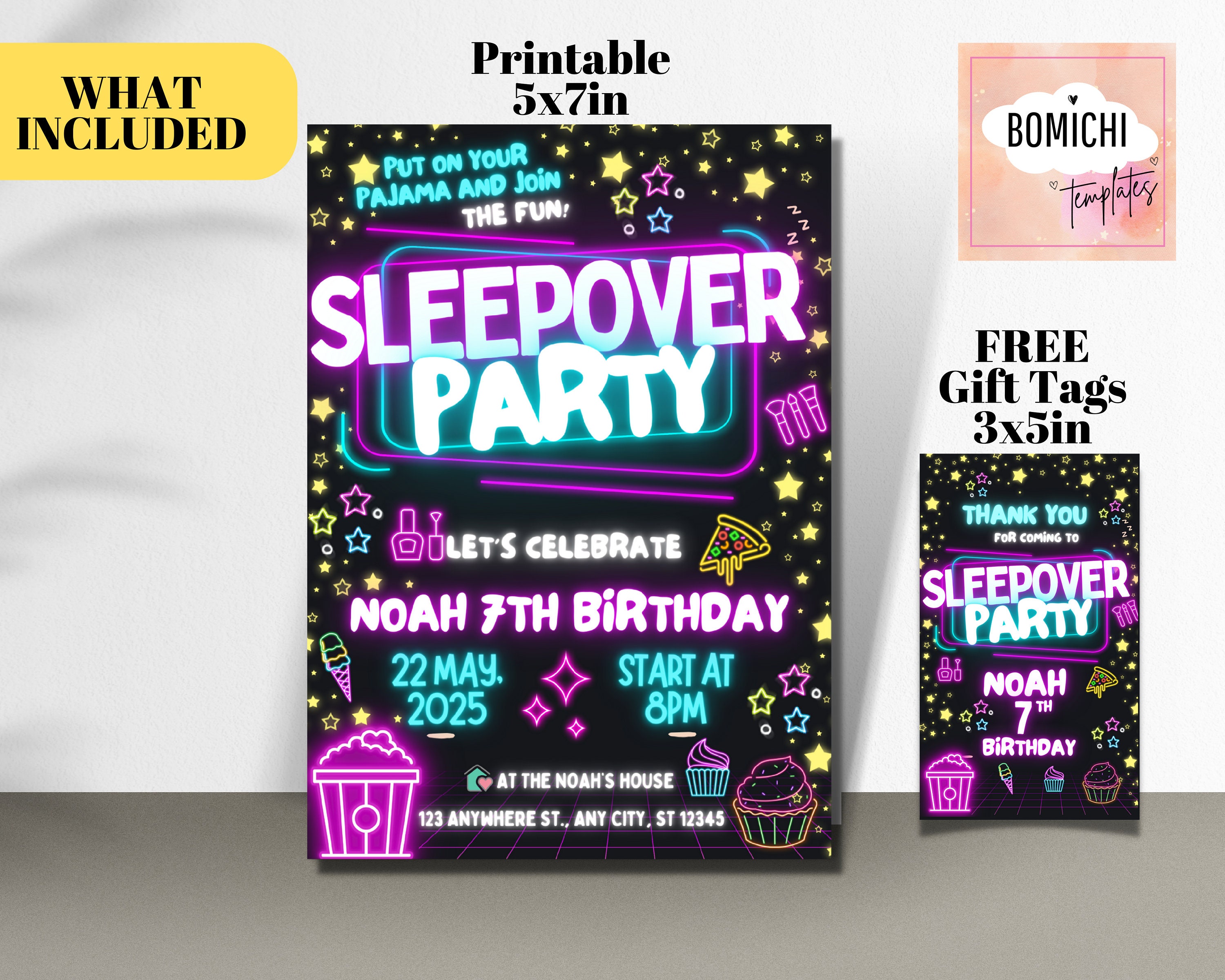 EDITABLE SLEEPOVER Invitation Slumber Party Pajama Party - Etsy