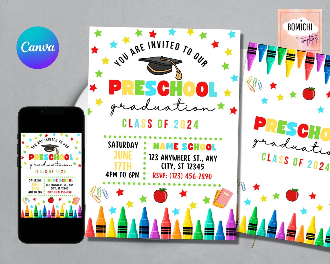 Preschool Graduation Invitation, Graduation Ceremony Invitation ...