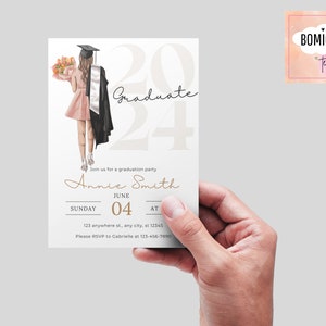 Graduation Invitation 2024 Girl, Graduation Party Digital Invite ...