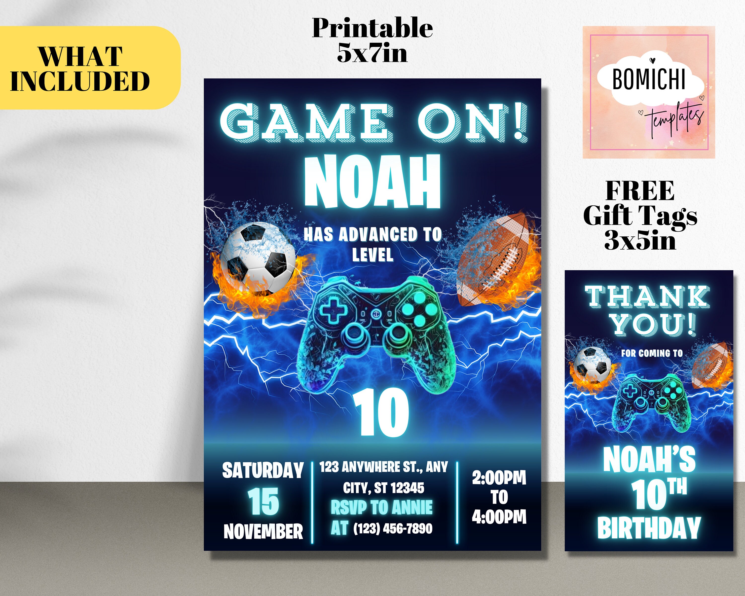 Video Game Soccer Invitation Template Video Game Soccer - Etsy