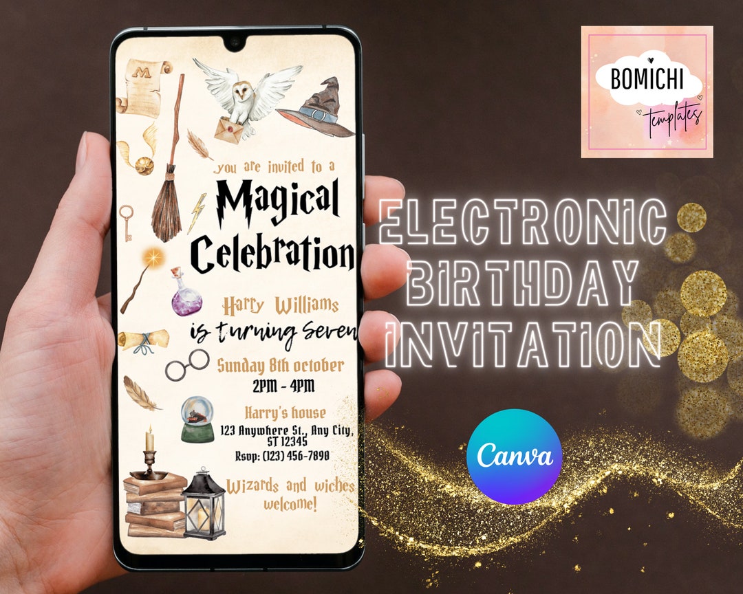 Editable Wizard Birthday Evite, Magical Wizard Birthday Invitation ...