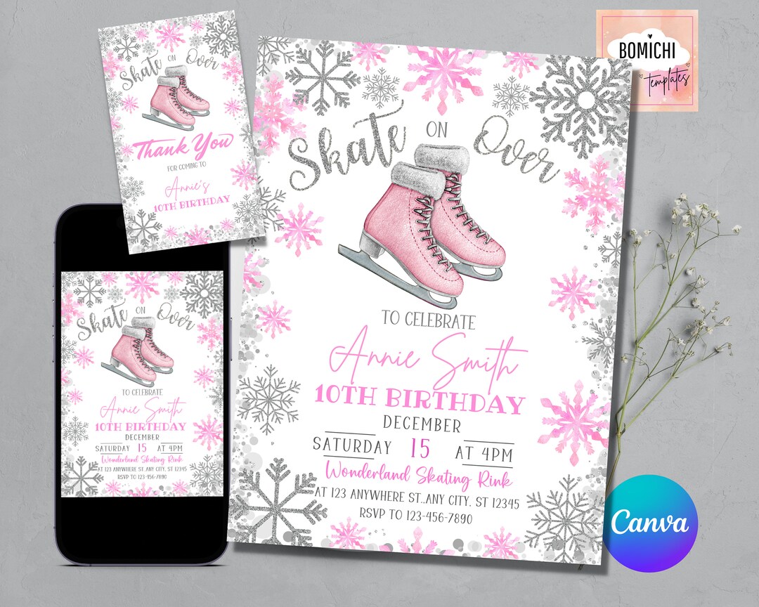 Ice Skating Invitation, Ice Skating Birthday Invitation, Ice Skating ...