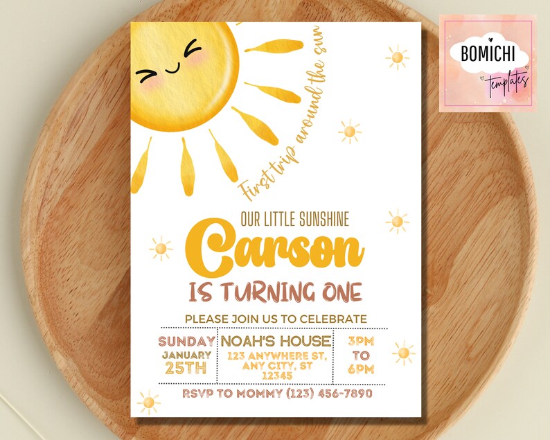 Editable SUNSHINE Invitation Sunshine Birthday Invitation Sunshine ...