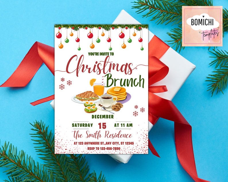 Editable Christmas Brunch Invitation Template, Let's Brunch Invitation ...