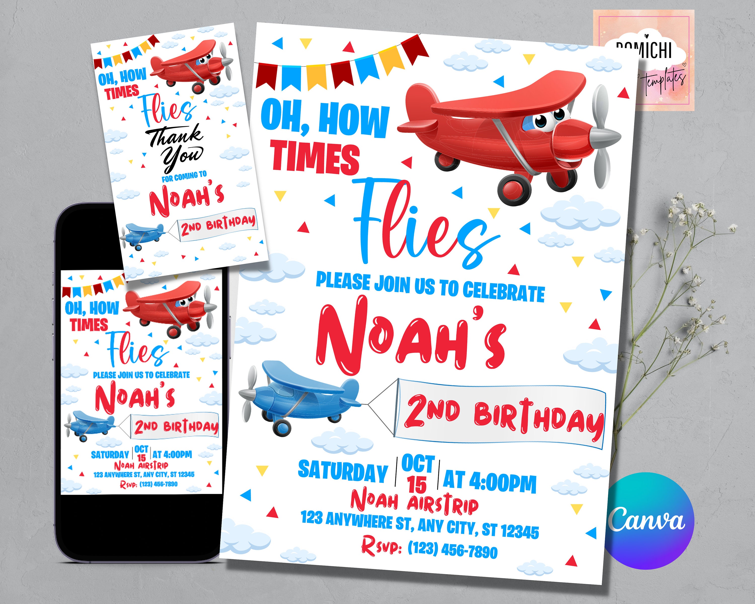 EDITABLE Airplane Birthday Invitation Template Airplane - Etsy