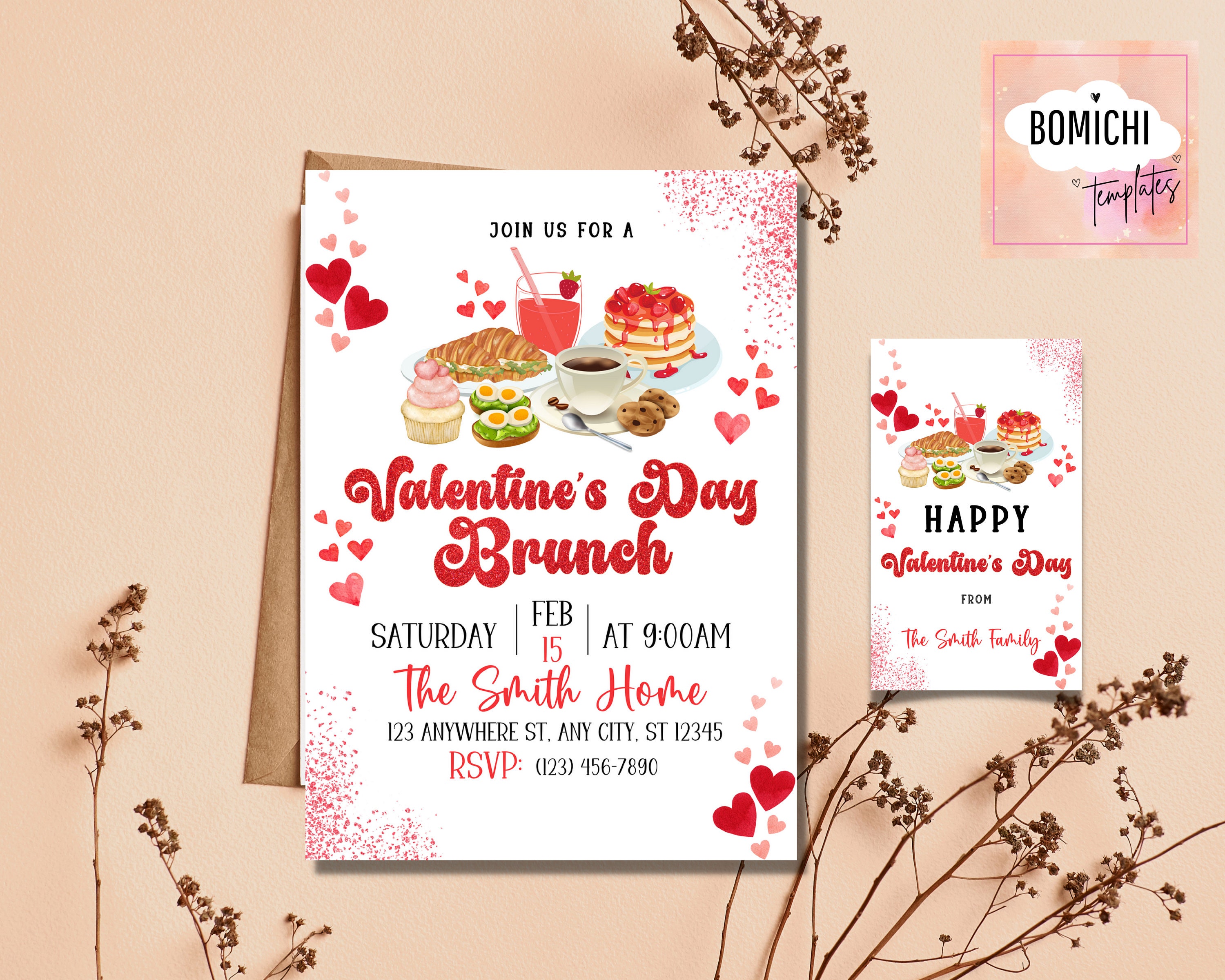 Valentine's Day Brunch Invitation, Printable Valentine's Day Invite ...