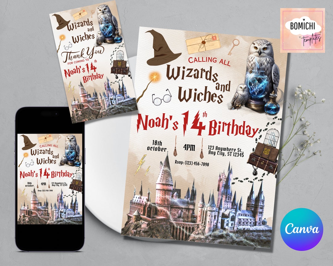 Editable Wizard Birthday Invitation Magical Birthday Party - Etsy
