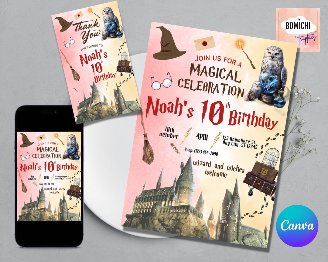 Wizard Birthday Invitation, Wizard Party Invitation, Witches and Wizard ...