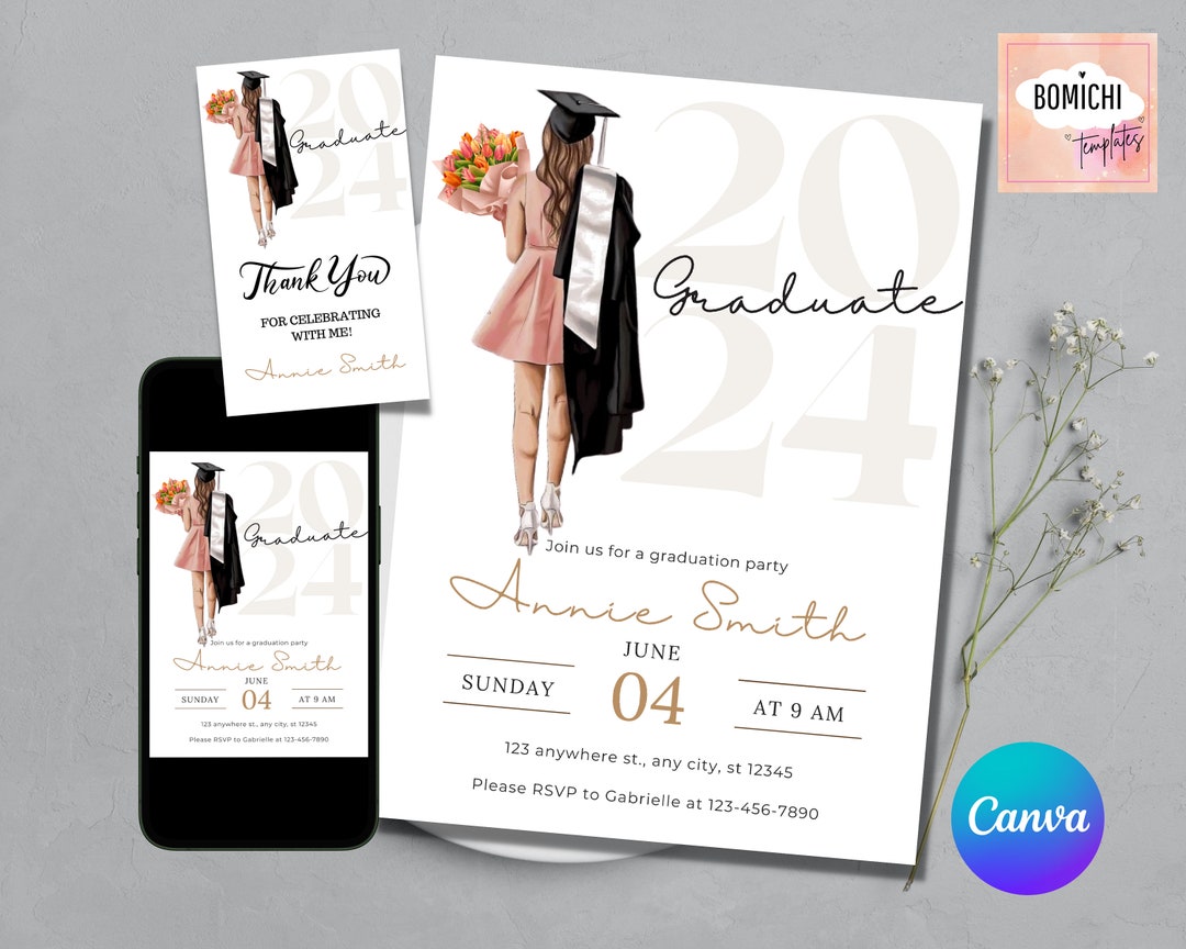 Graduation Invitation 2024 Girl, Graduation Party Digital Invite ...