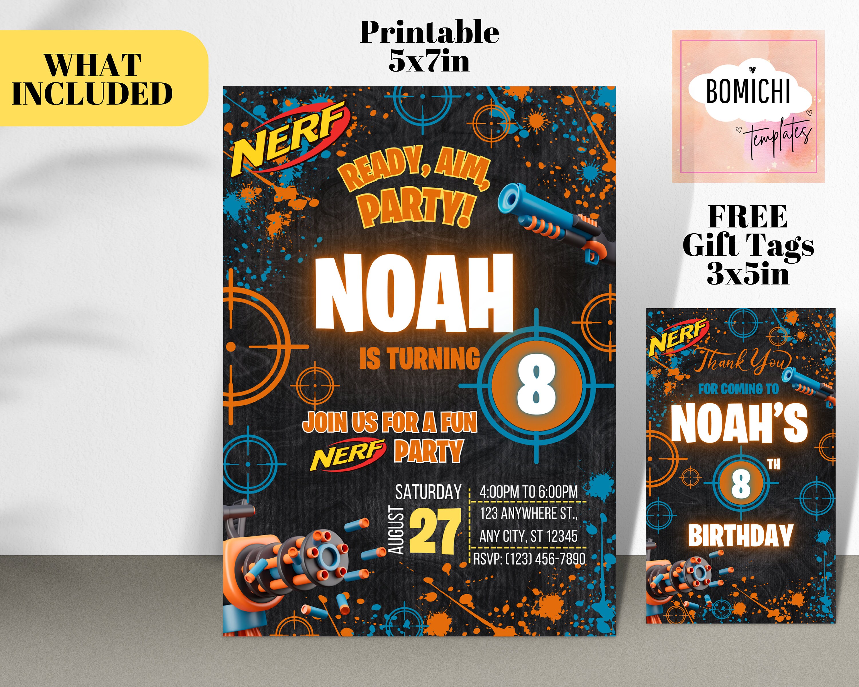Nerf Birthday Invitation Dart Gun Editable Template Dart Gun - Etsy ...