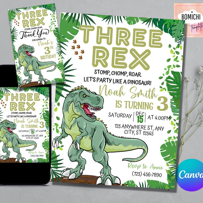 Three Rex Party - Etsy