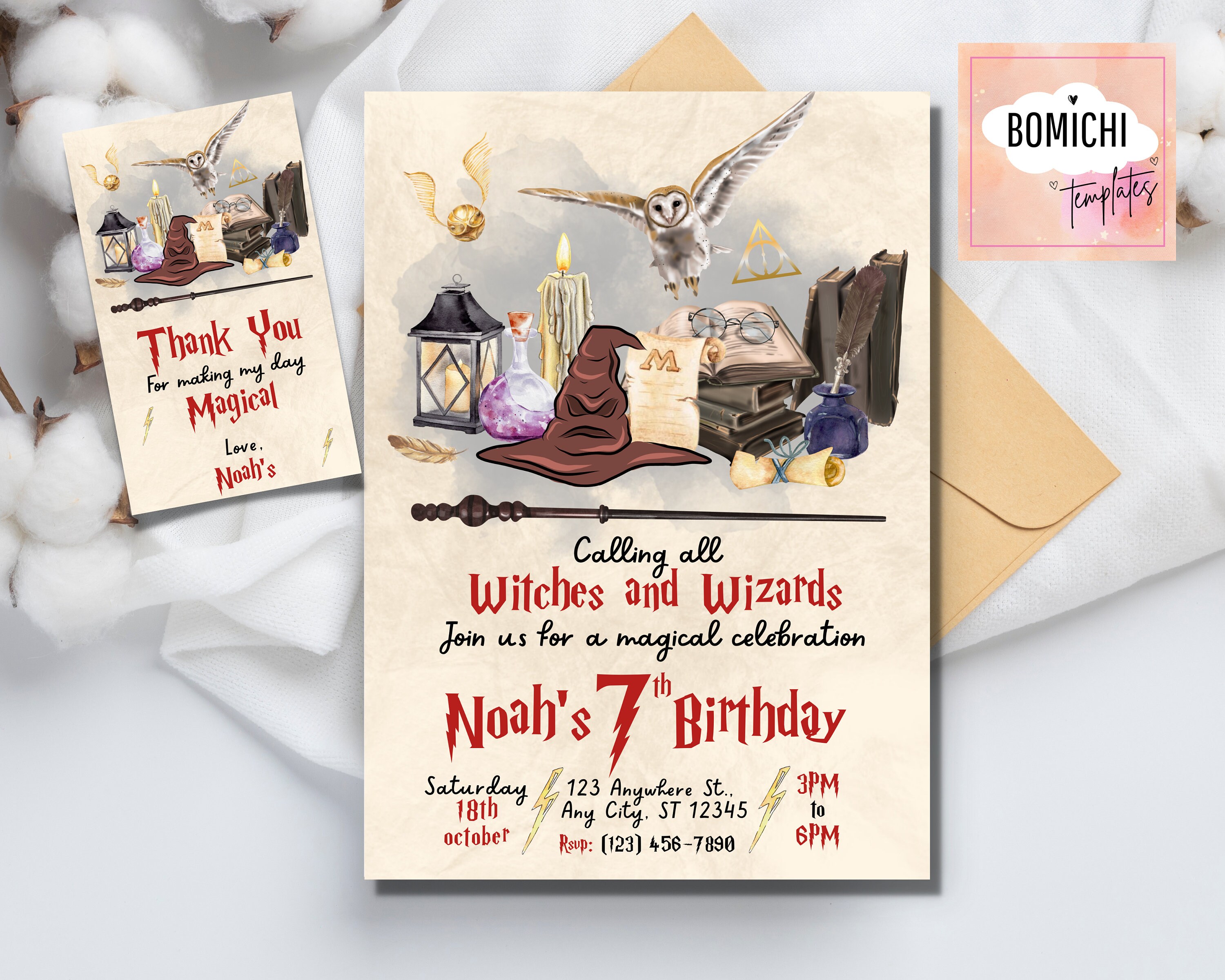 Editable Wizard Birthday Invitation, Magical Birthday Party Invite ...