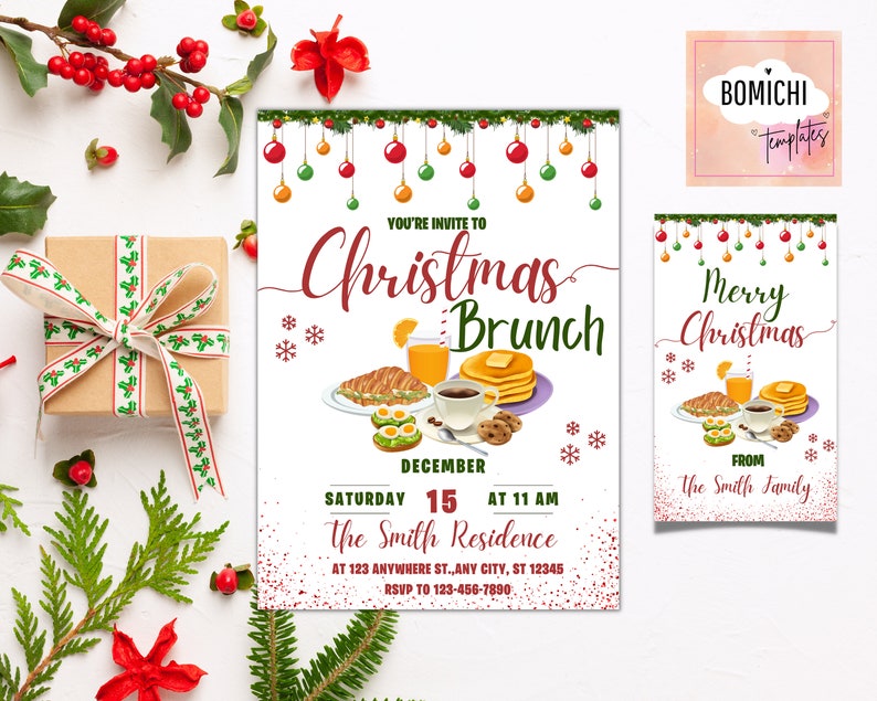 Editable Christmas Brunch Invitation Template, Let's Brunch Invitation ...